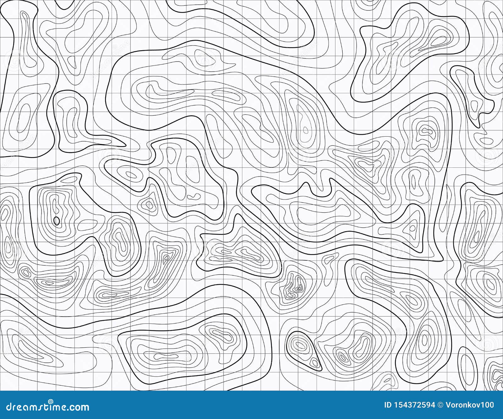 Topographic Map with Grid. Vector Illustration Isolated Light ...