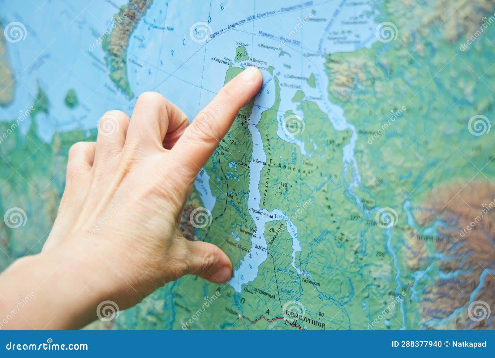 Topographic Map in Russian and a Finger Pointing Stock Photo - Image of ...