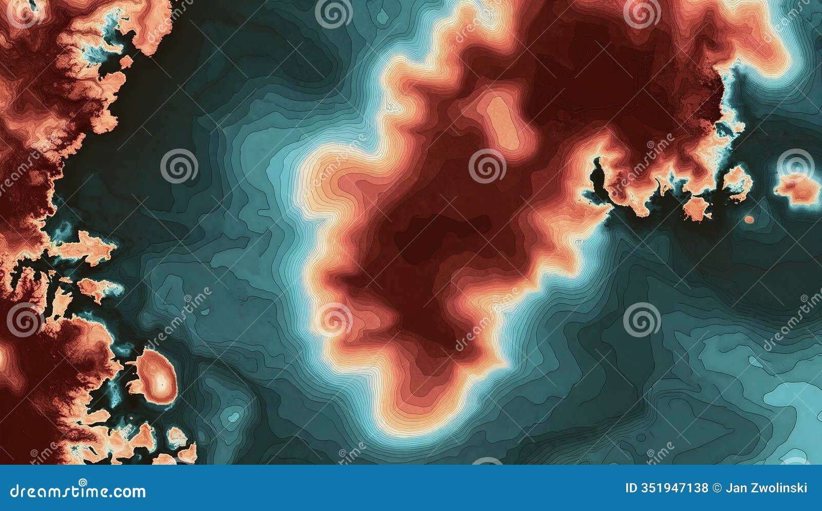 Topographic Map Showing Elevation and Depths with Contour Lines ...