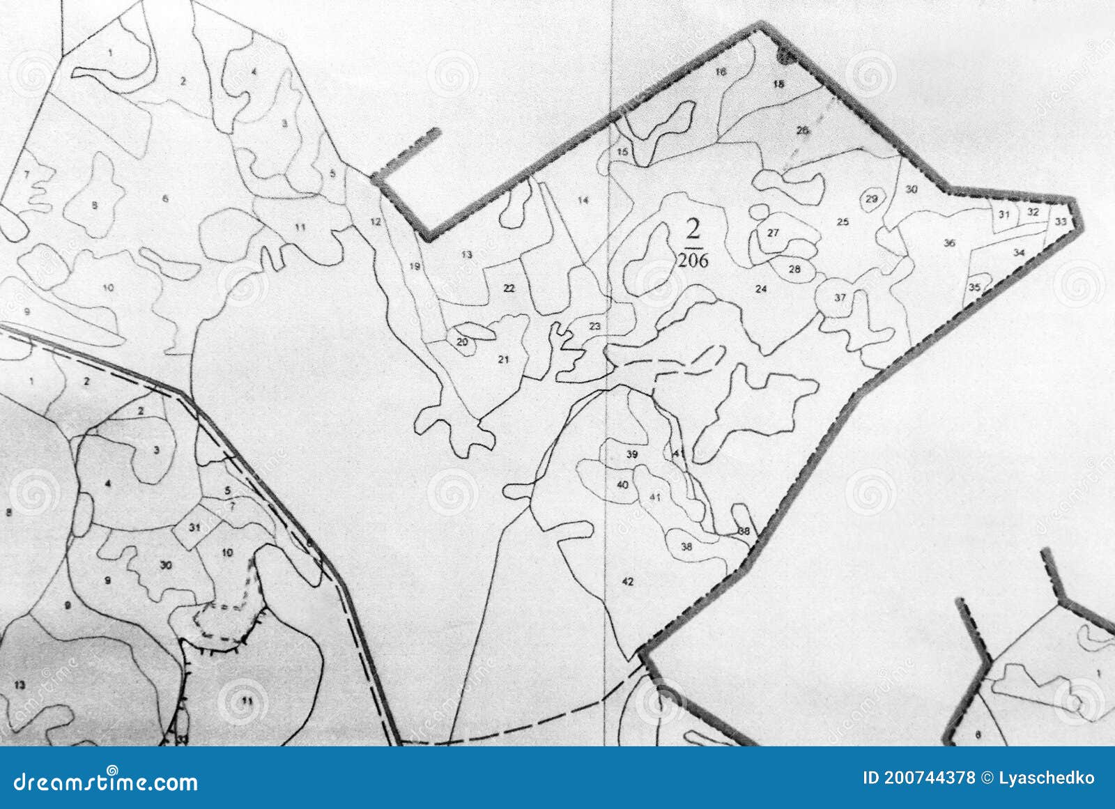 Topographic Map of a Small Land Plot Stock Photo - Image of roads ...
