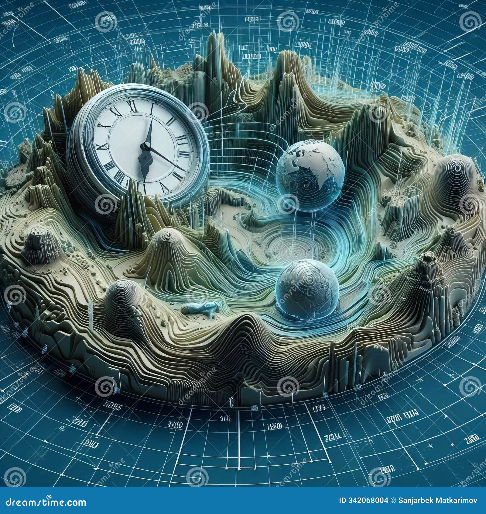 Topographic Map of Time Contour Map Representing the Passage of Stock ...