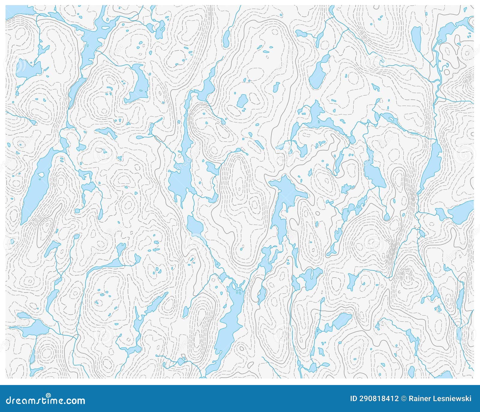 Topographic Vector Map with Lake, River and Isoline Stock Vector ...