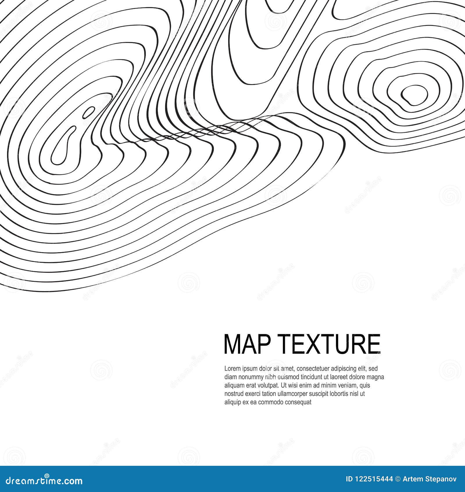 Topographical Terrain Map with Line Contours Stock Vector ...