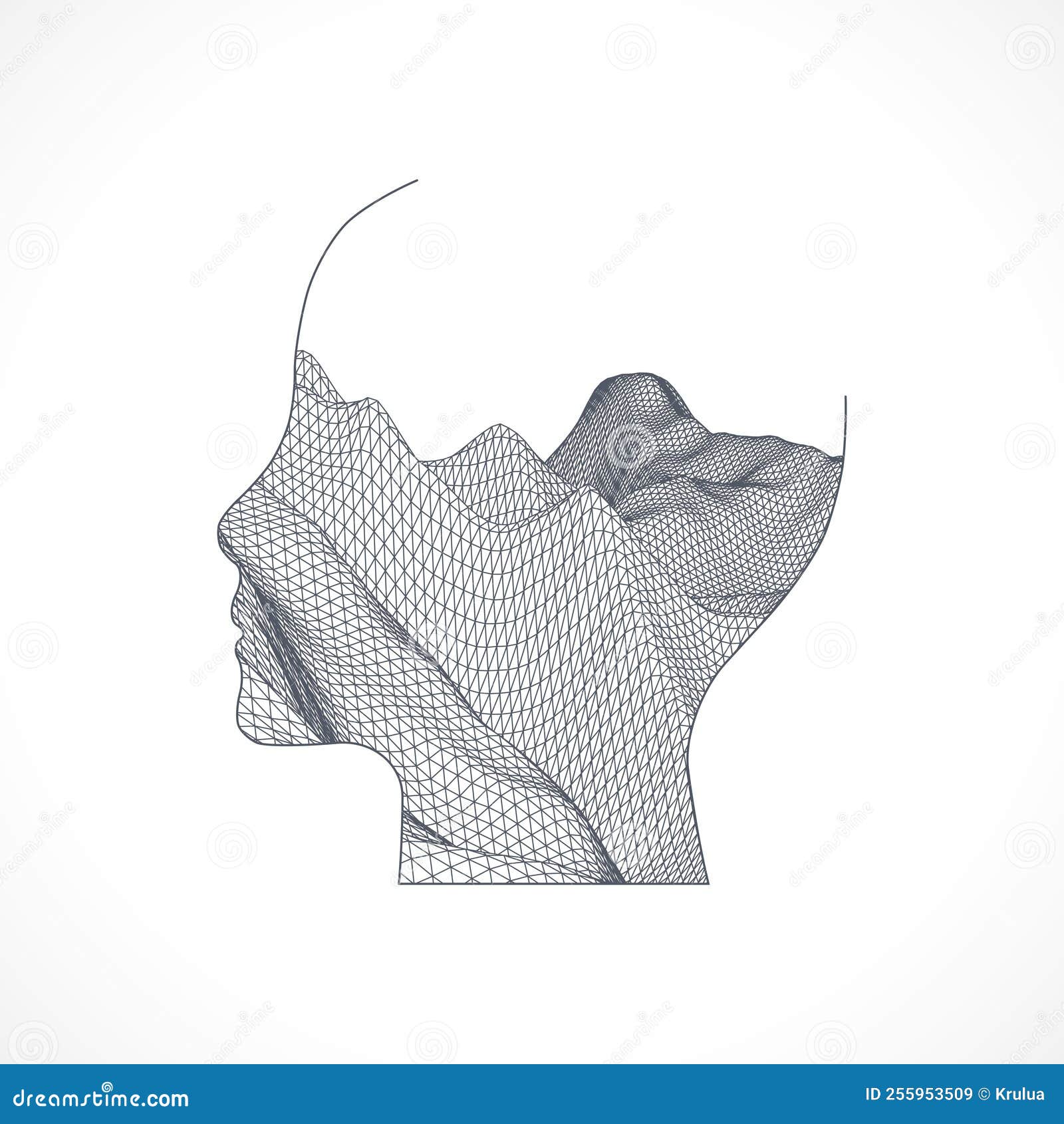 Topography in the Contour. the Human Head is Made in the Style of a ...