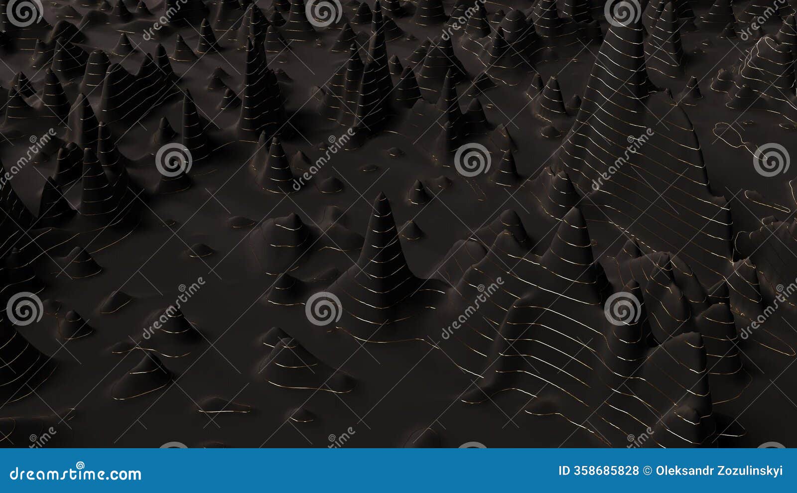 Topography Curve Gold Line Map Height 3d Stock Illustration ...