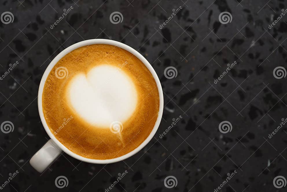 Topv View of Cappuccino on Terrazzo Surface with Copy Space Stock Image ...