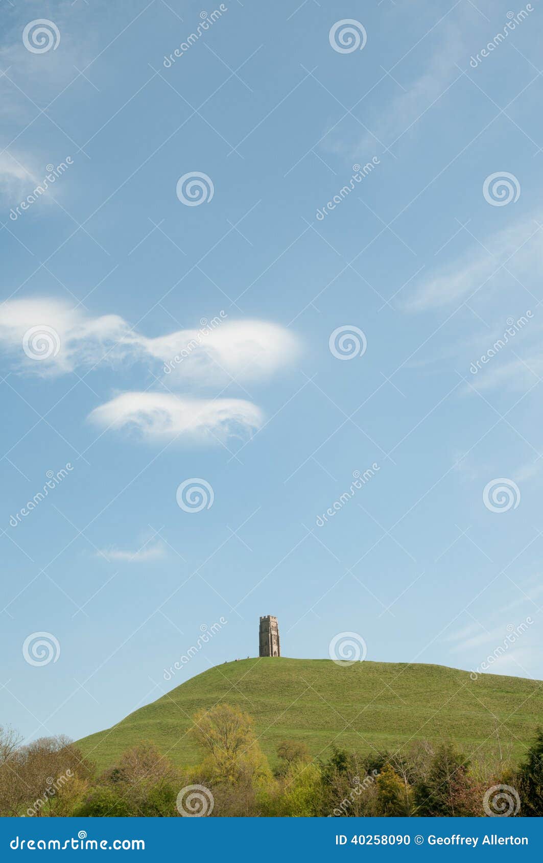 Tor trees and clouds stock photo. Image of english, glastonbury - 40258090