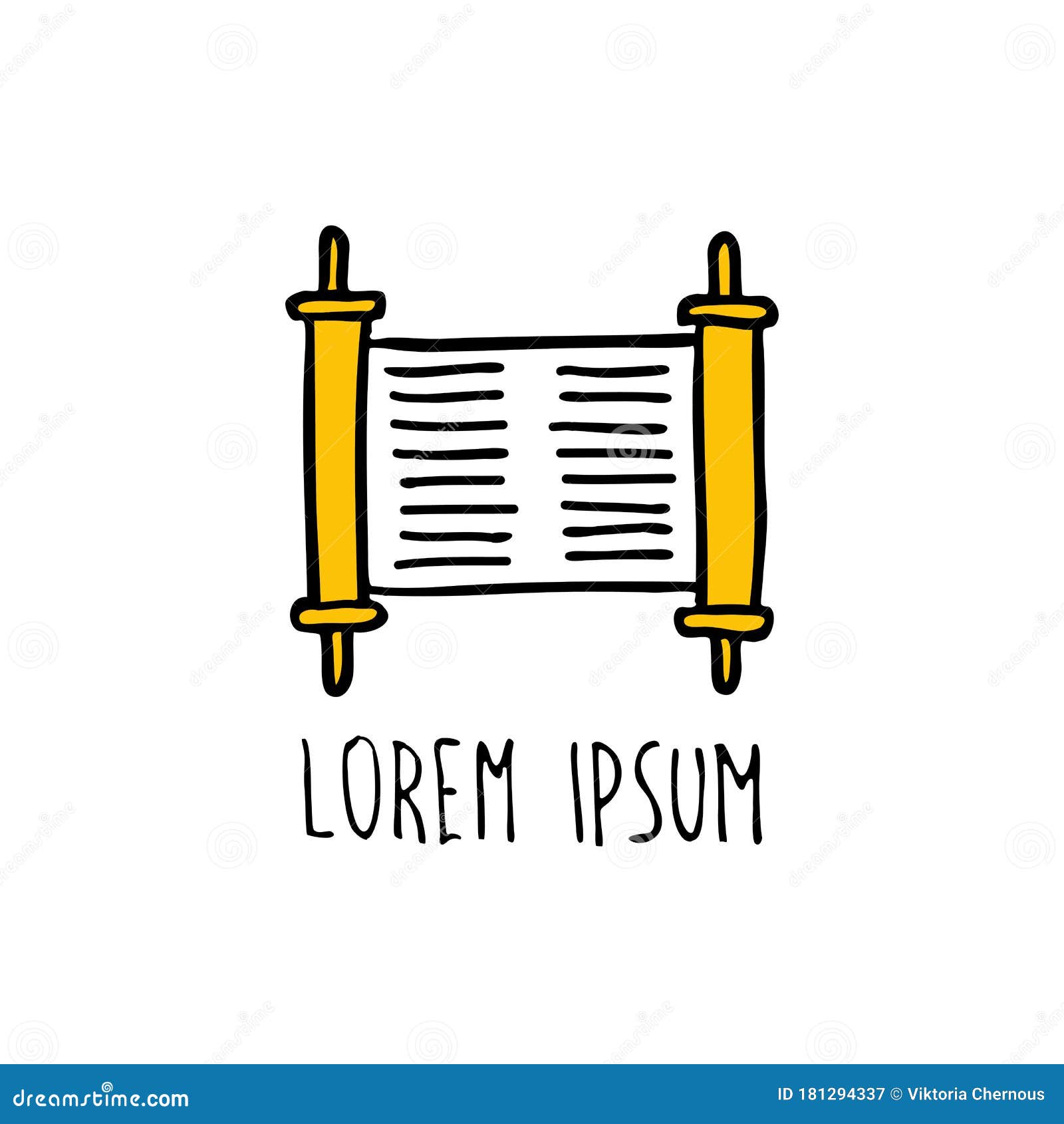 Torah Scroll Doodle Icon, Vector Illustration Stock Illustration ...