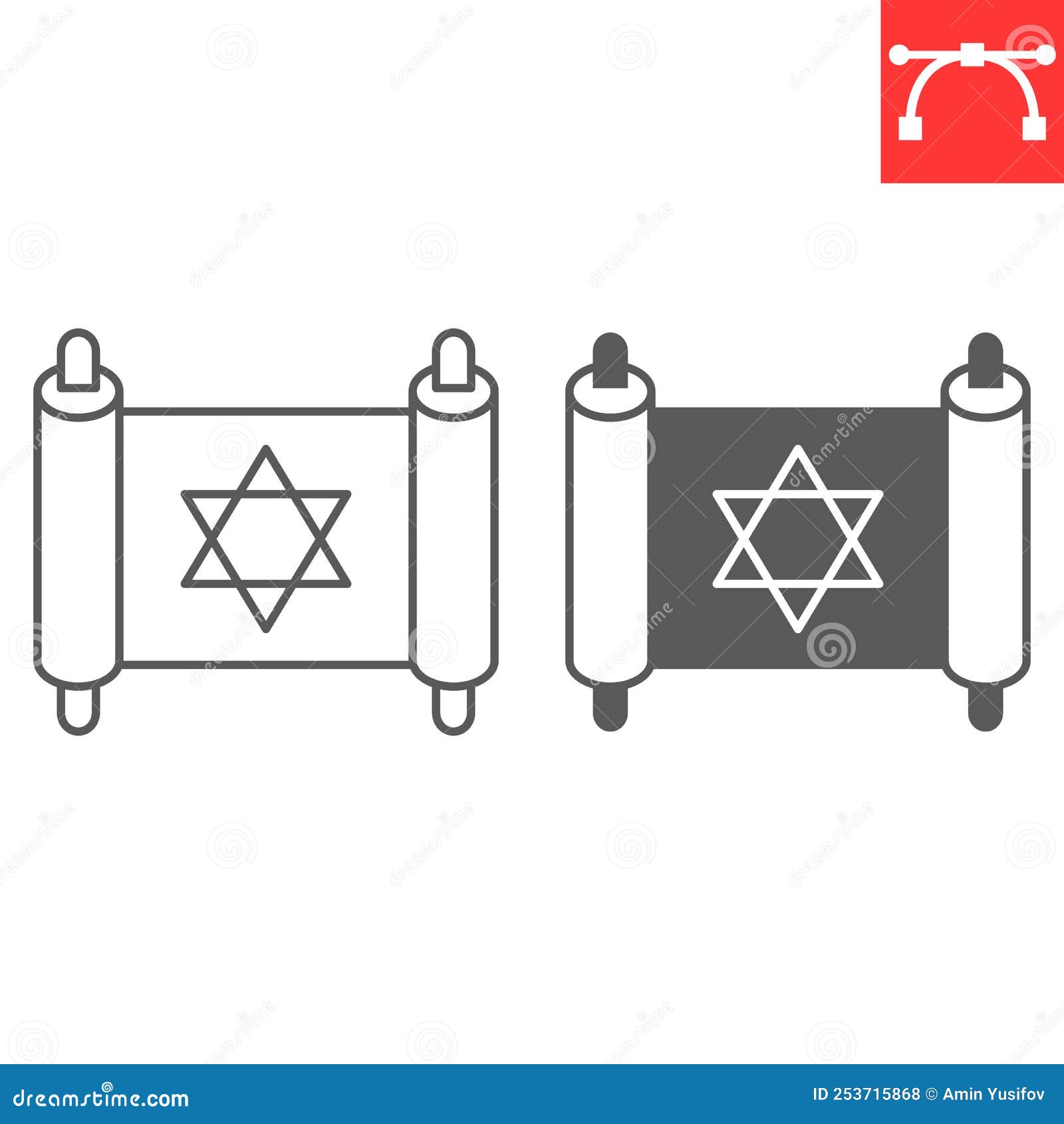 Torah Scroll Line and Glyph Icon Stock Vector - Illustration of holy ...