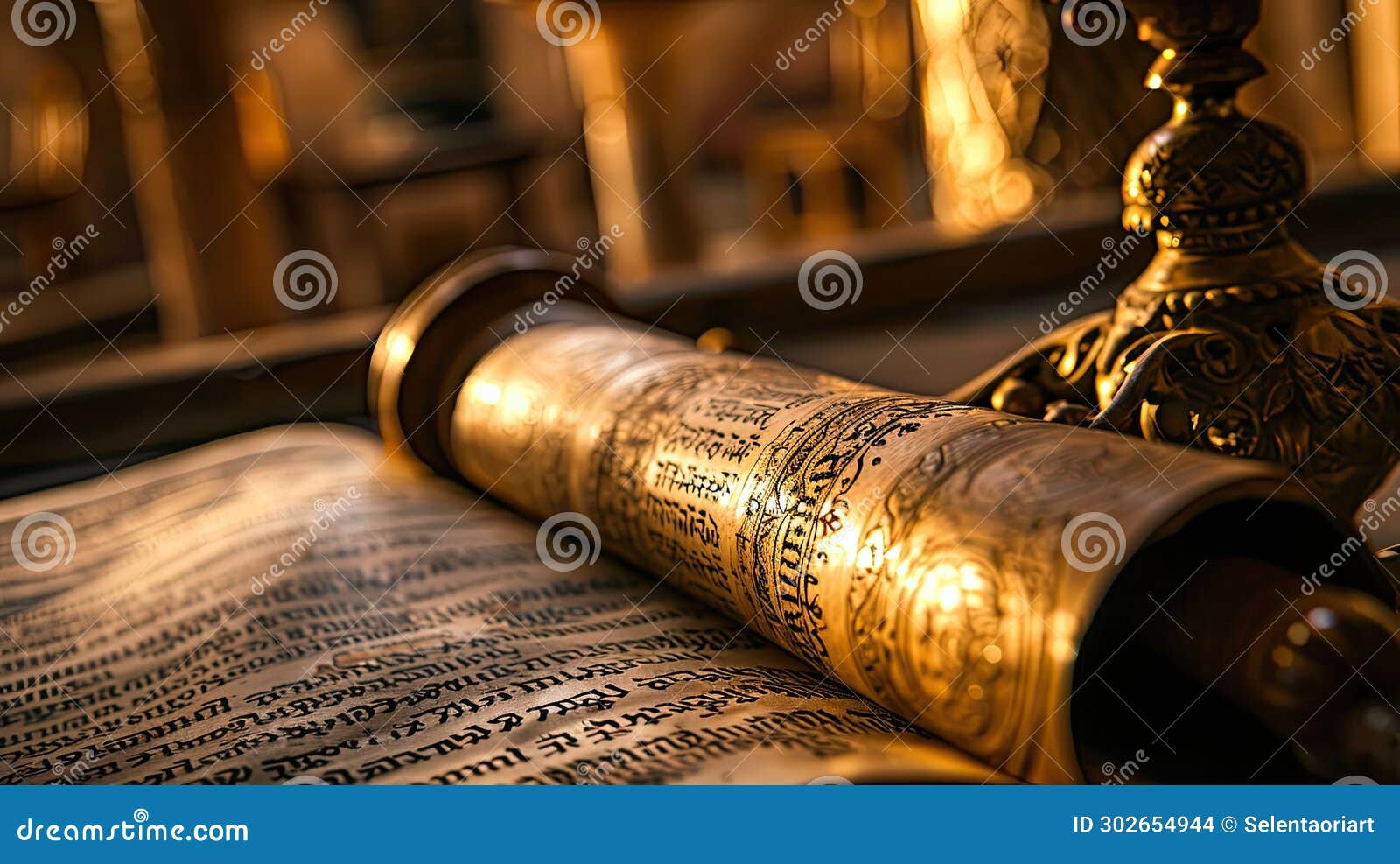 Torah Scroll with Yad (Pointer) Stock Illustration - Illustration of ...