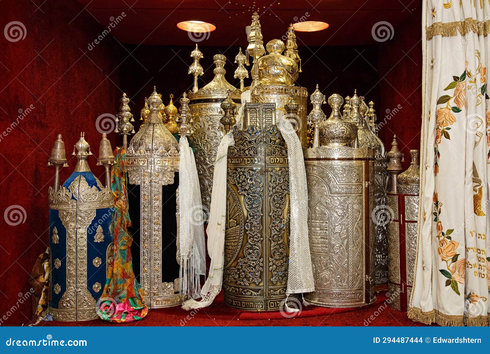 Torah Scrolls in the Synagogue Stock Photo - Image of bell, scripture ...
