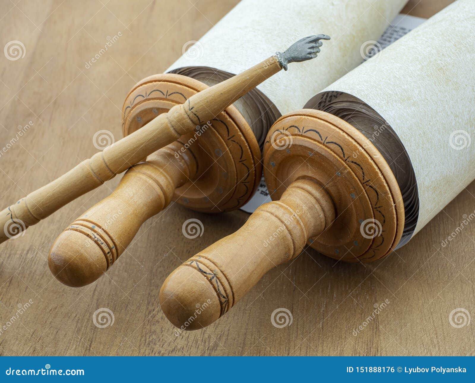 Torah Scrolls on a Wooden Table. Stock Photo - Image of wooden, table ...