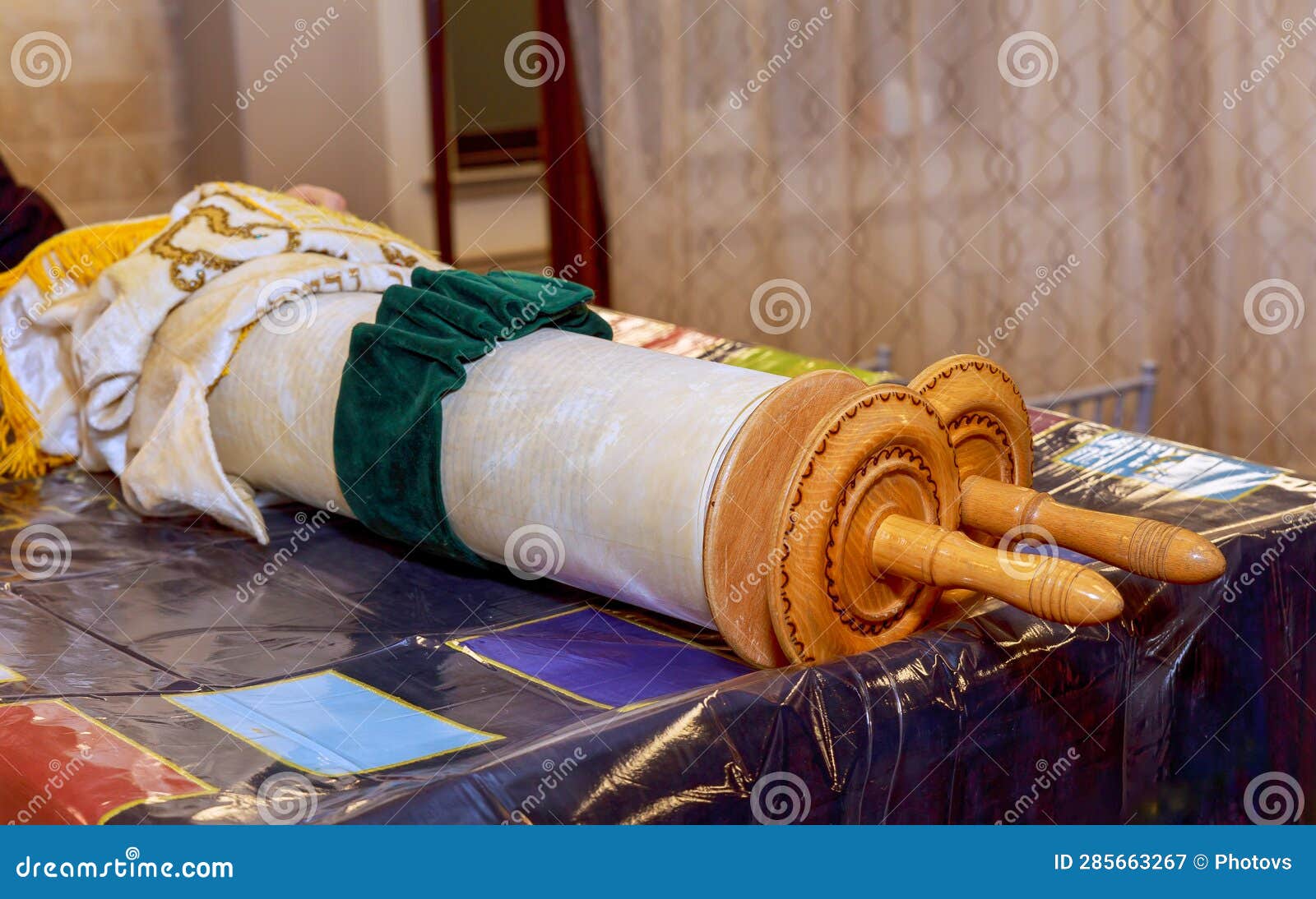 Torah is on a Table in Synagogue and is Ready To Be Read on Shabbat ...