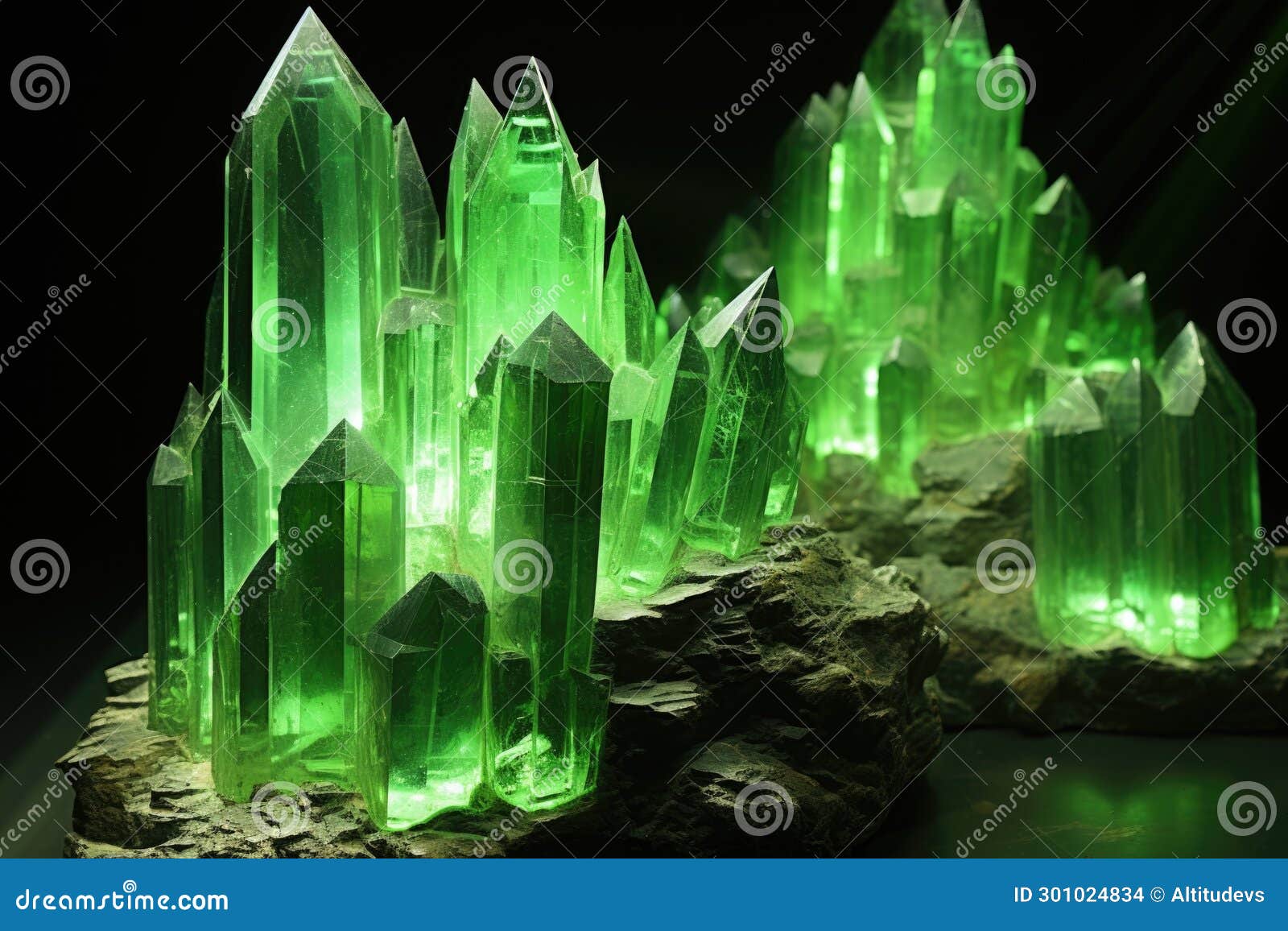 Torbernite Green Crystals Displayed Under Soft, Controlled Light Stock ...