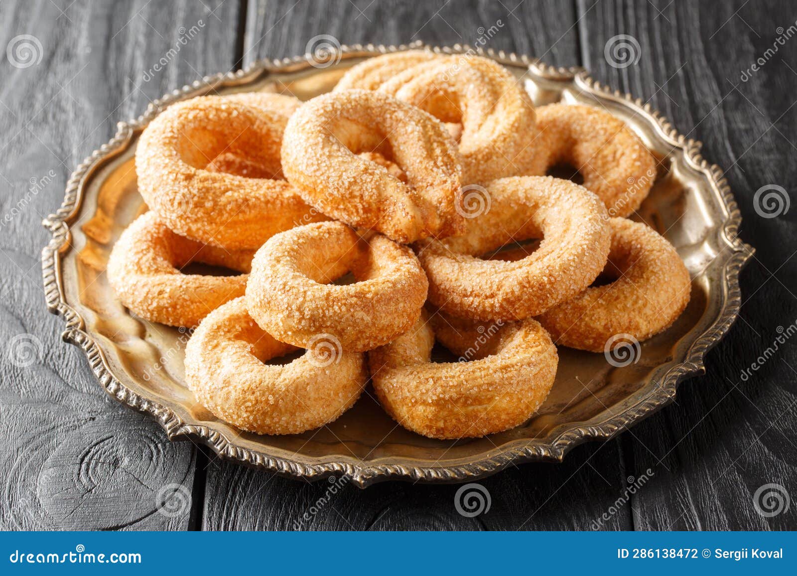 Torcetti Typical Italian Biscuits Closeup on the Plate. Horizontal ...
