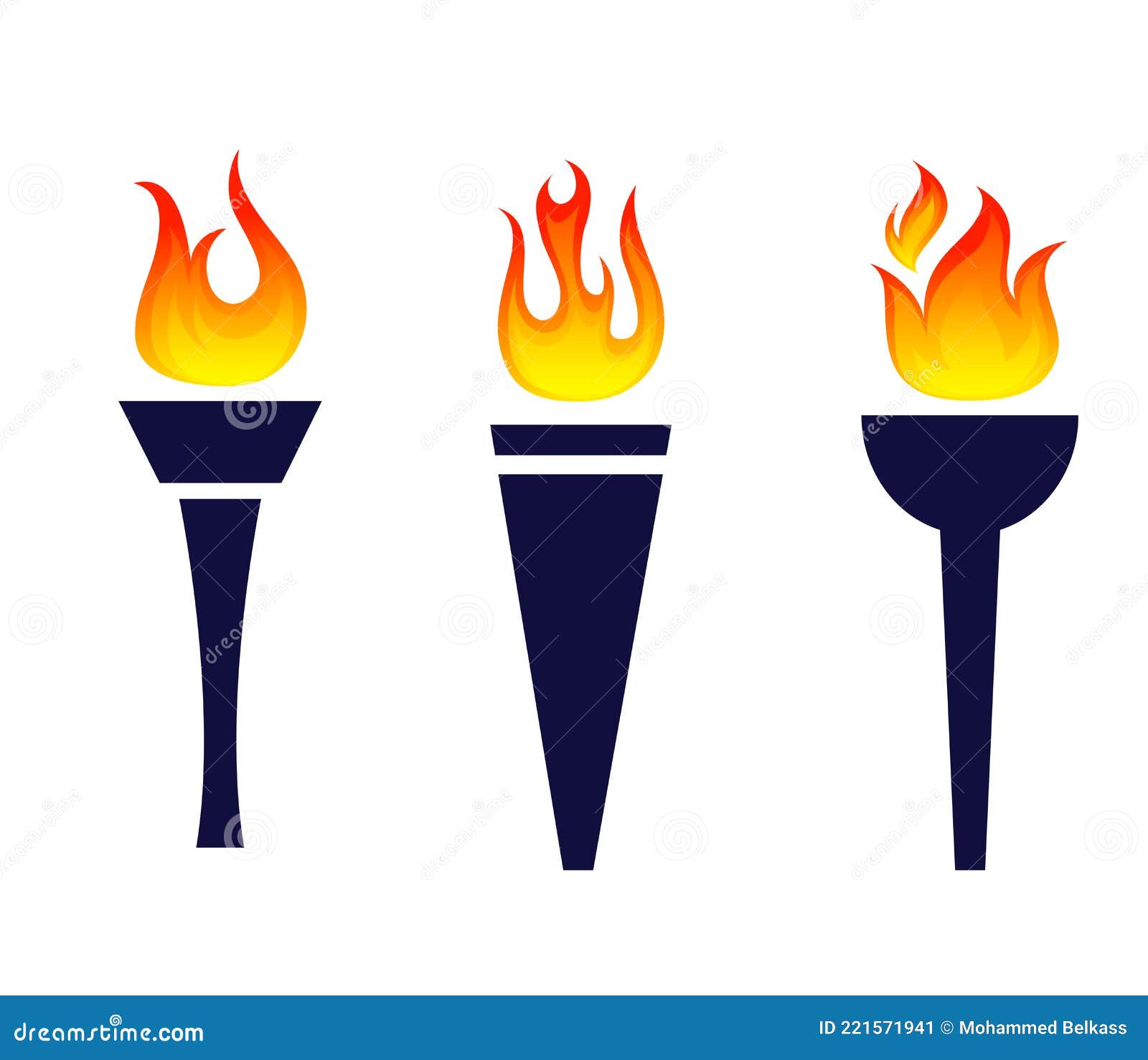 Torch Collection Blue Design Stock Illustration - Illustration of fire ...