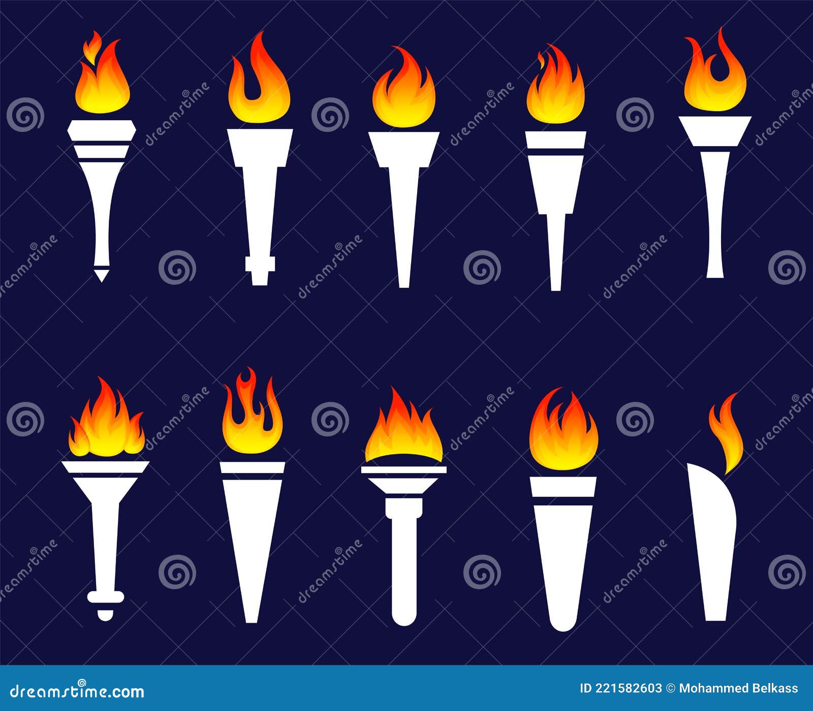 Design Torch Collection Fire Abstract Stock Vector - Illustration of ...