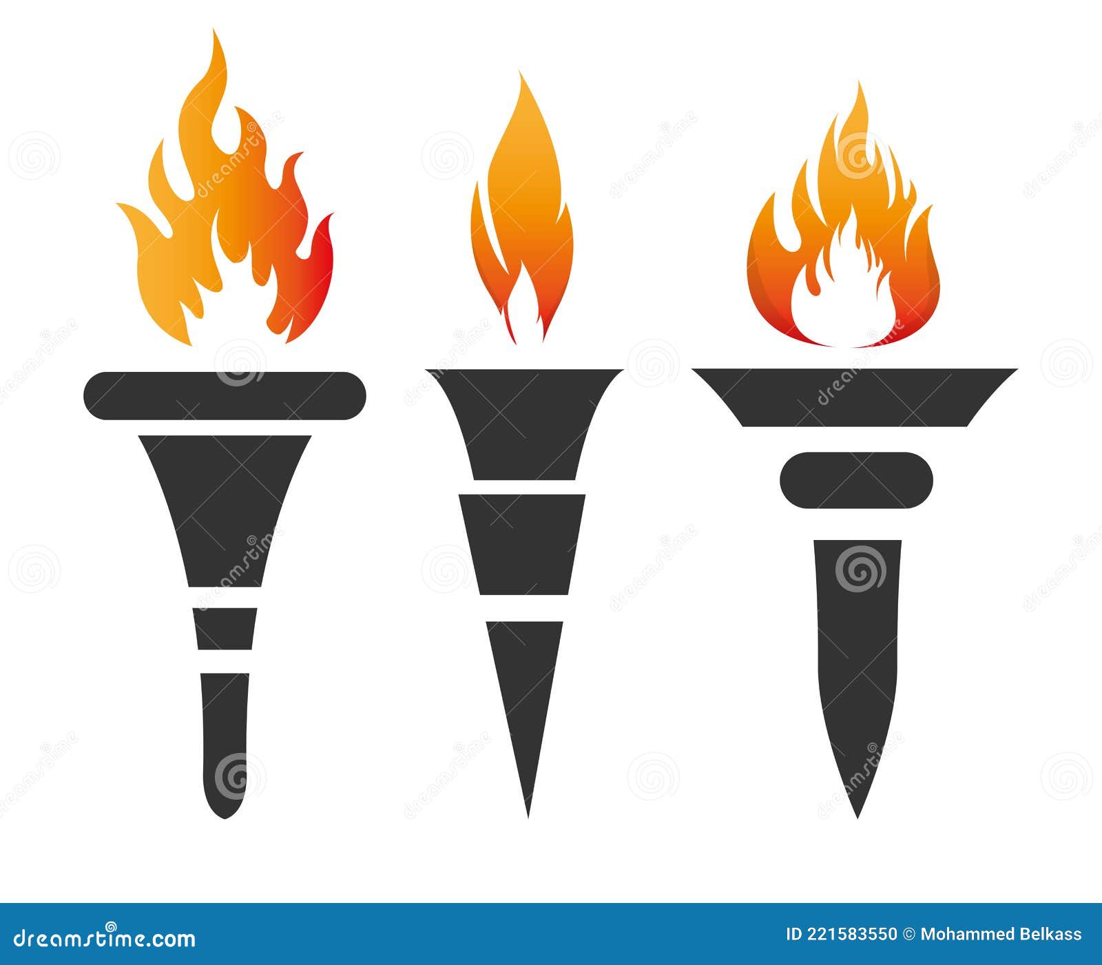 Abstract Torch Collection Black Design Stock Illustration ...