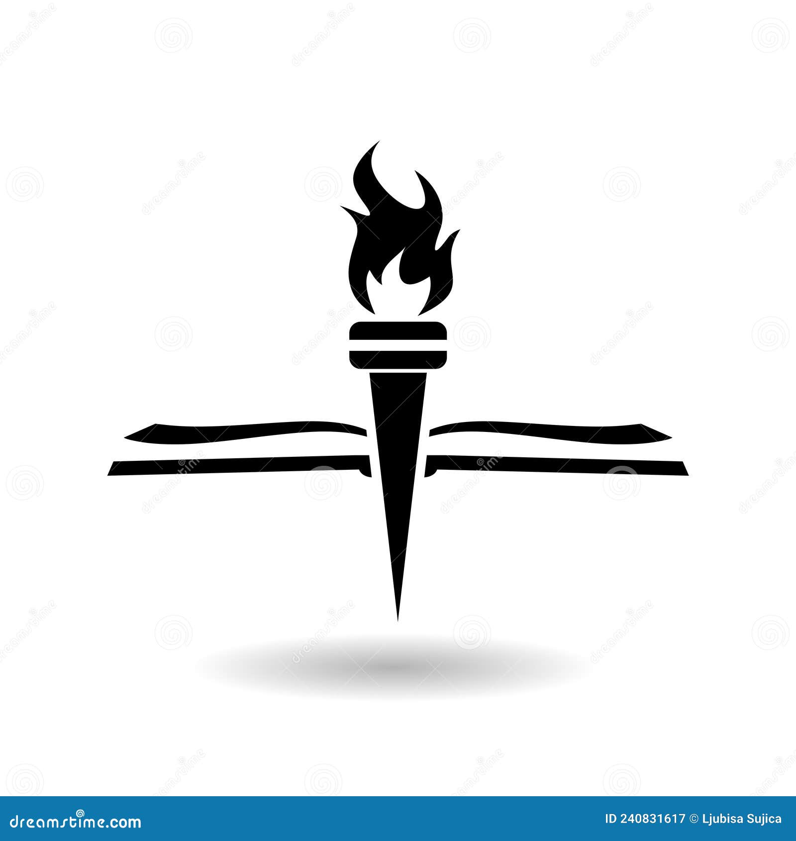 Torch Book Logo Icon with Shadow Stock Vector - Illustration of burn ...