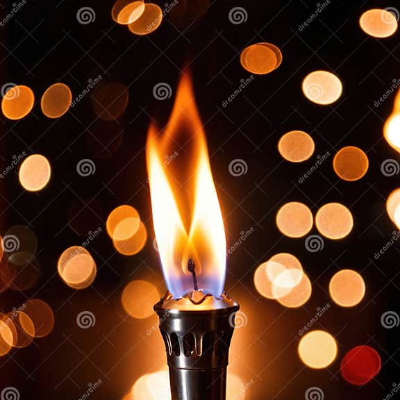 Torch , Burning Flame Tool To Create Light Stock Illustration ...