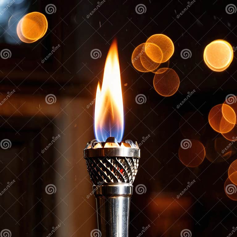 Torch , Burning Flame Tool To Create Light Stock Illustration ...