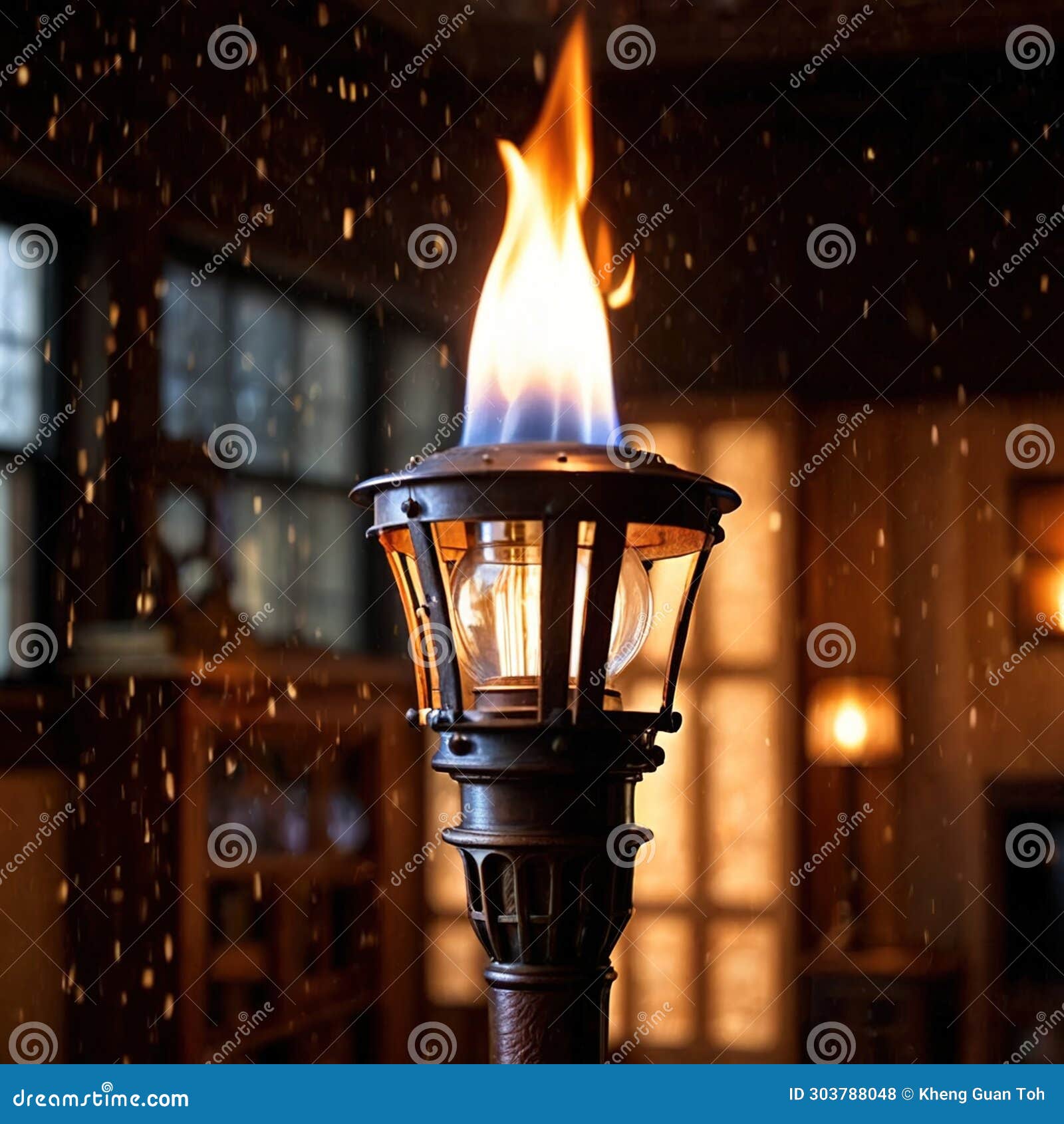Torch , Burning Flame Tool To Create Light Stock Illustration ...