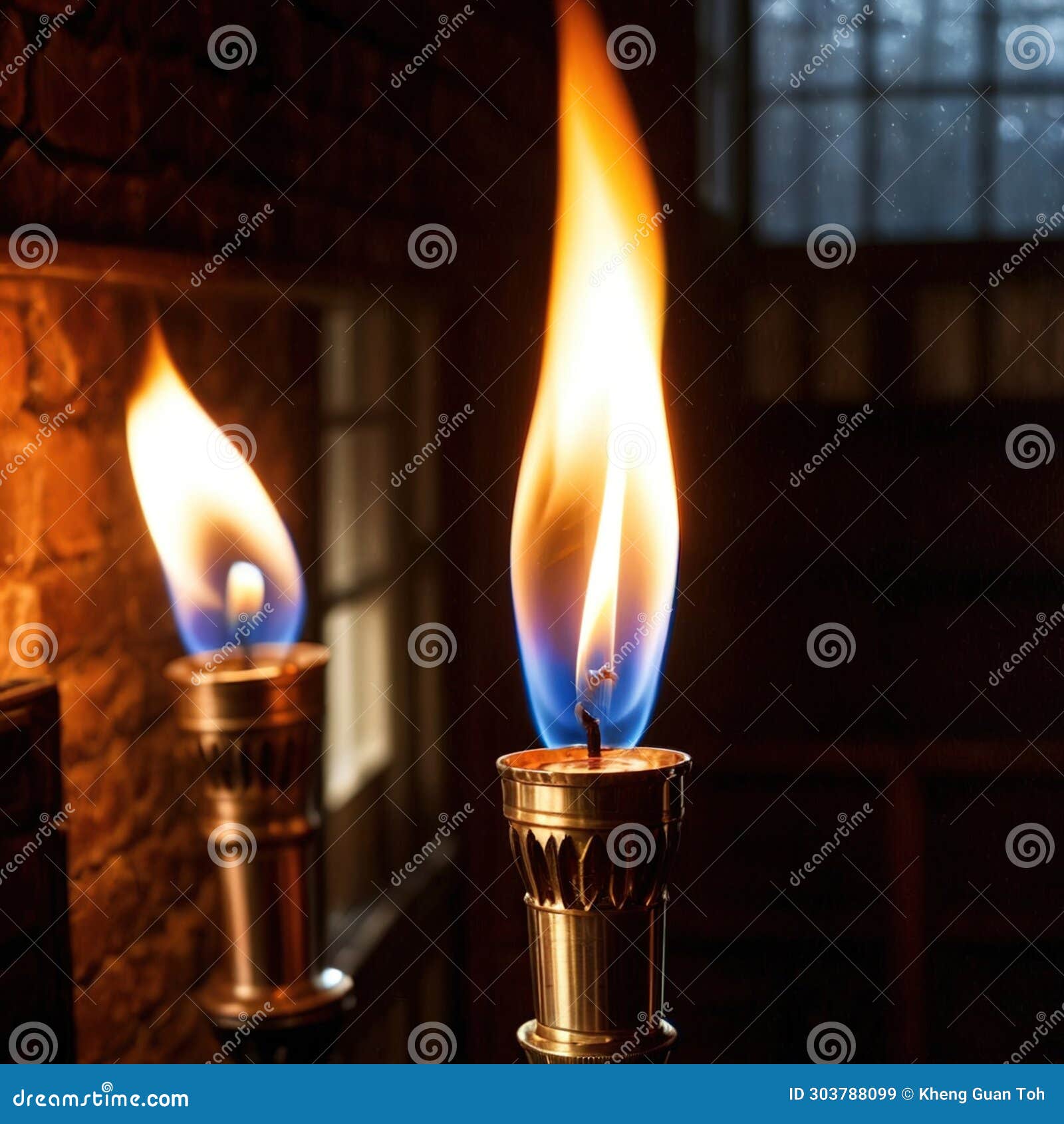 Torch , Burning Flame Tool To Create Light Stock Illustration ...