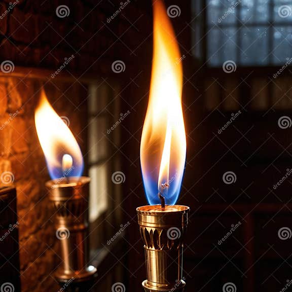 Torch , Burning Flame Tool To Create Light Stock Illustration ...