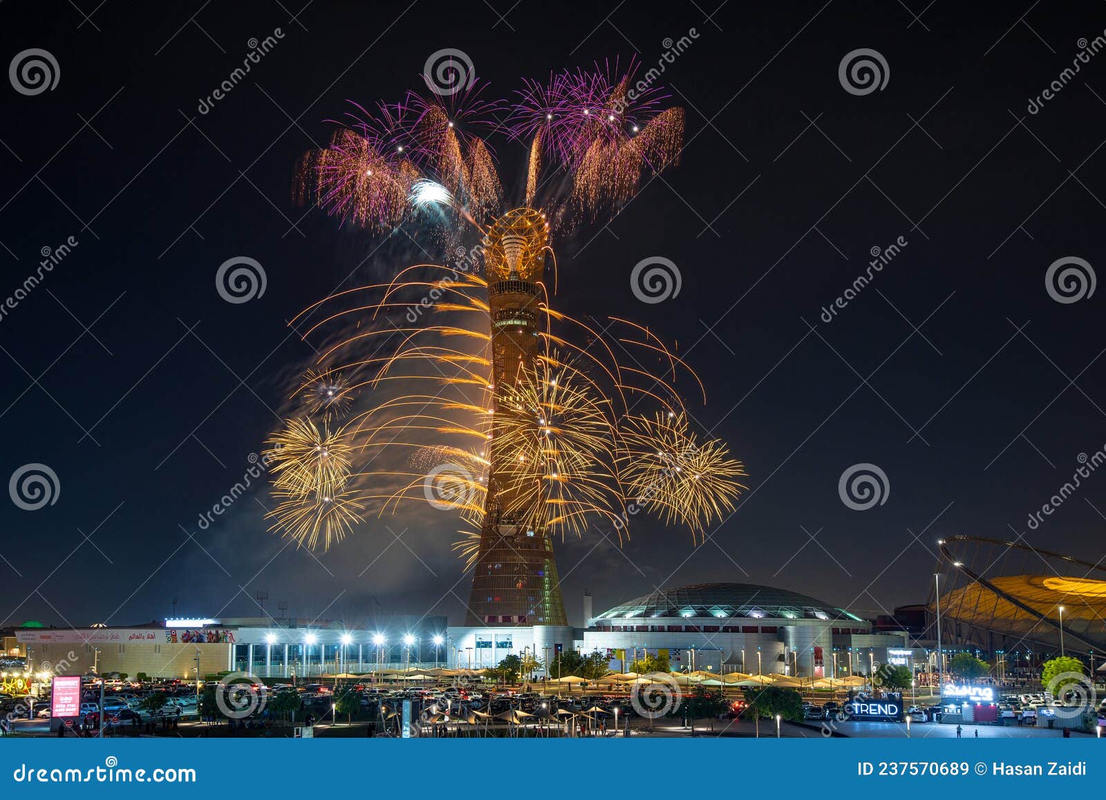 Torch Doha Khalifa Stadium editorial stock image. Image of explosion ...
