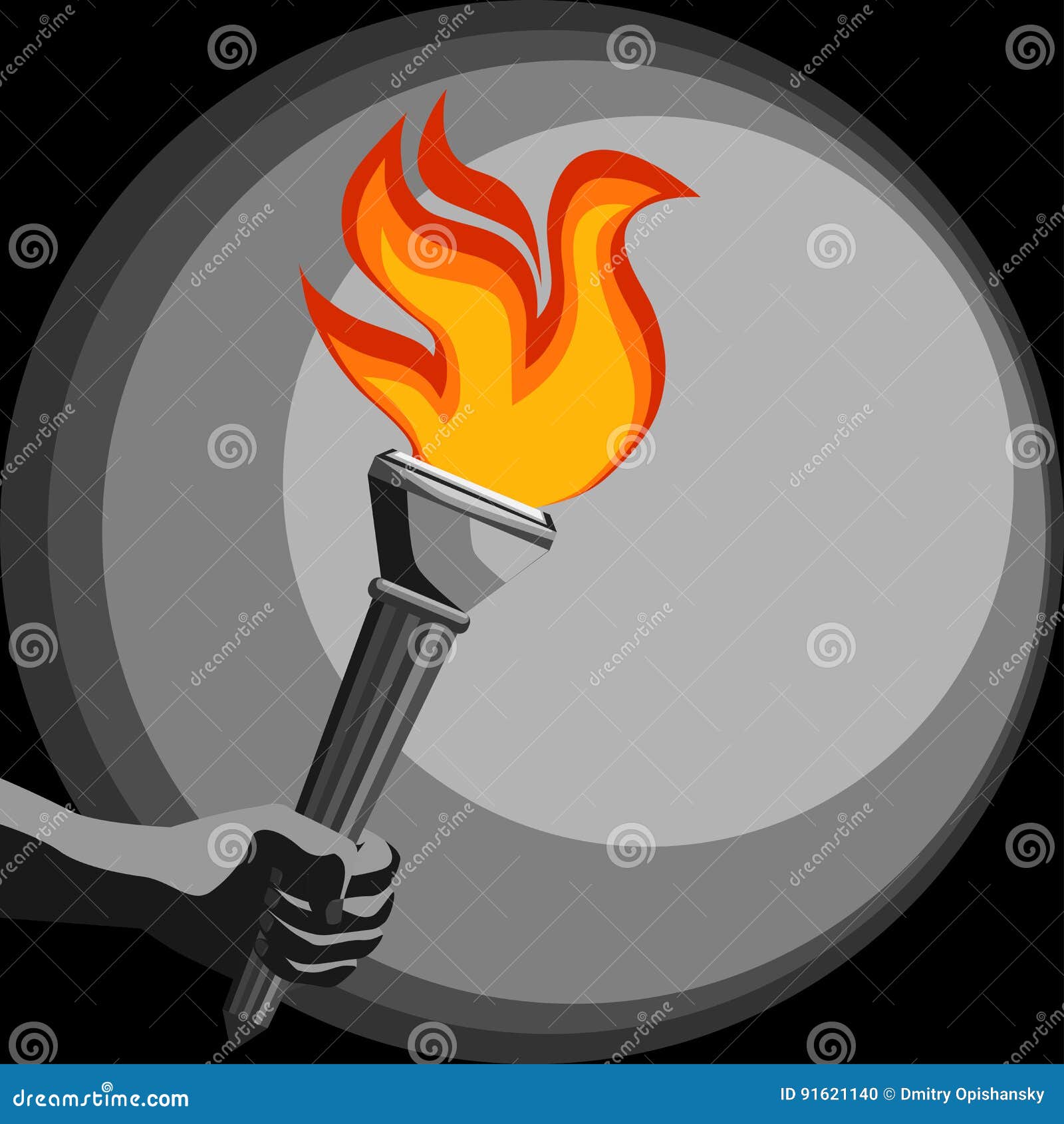 Torch stock vector. Illustration of abstract, hand, engraving - 91621140
