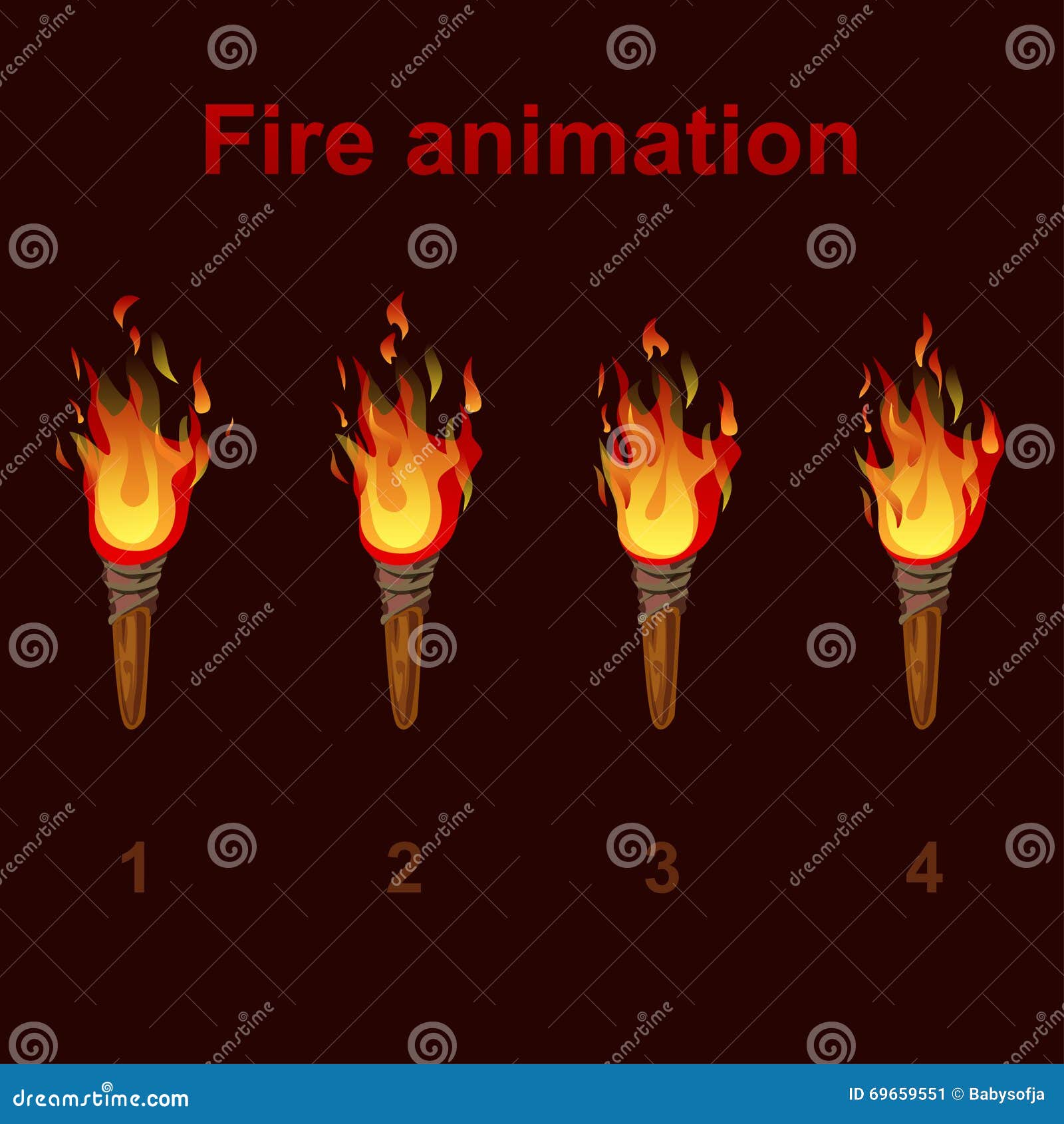 Torch Fire Animation Sprites, Flame Video Frames Stock Vector ...