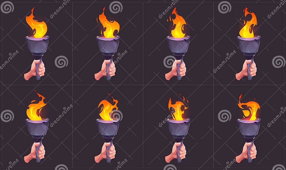 Torch Fire Sprite for Game. Flame Frame Sequence Stock Vector ...