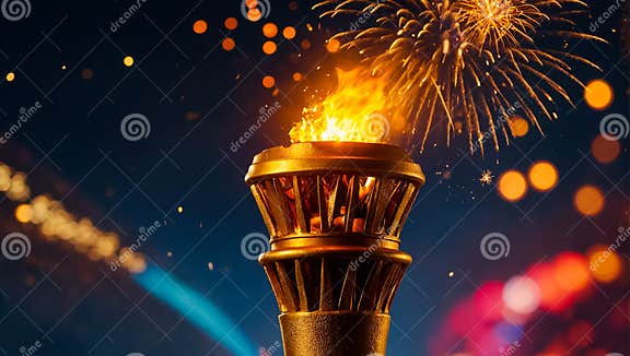 Torch with Fire, Symbol of the Olympics, Fireworks Stock Illustration ...