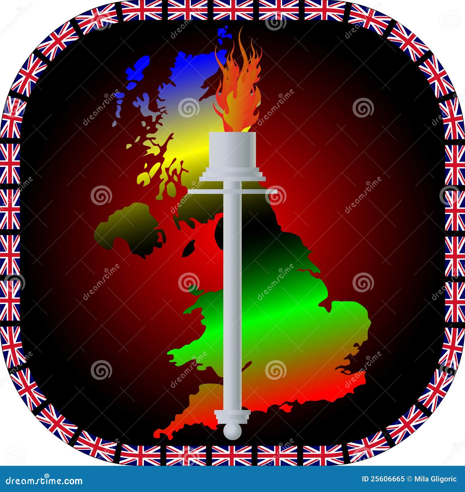 Torch with the flag stock vector. Illustration of ribbon - 25606665