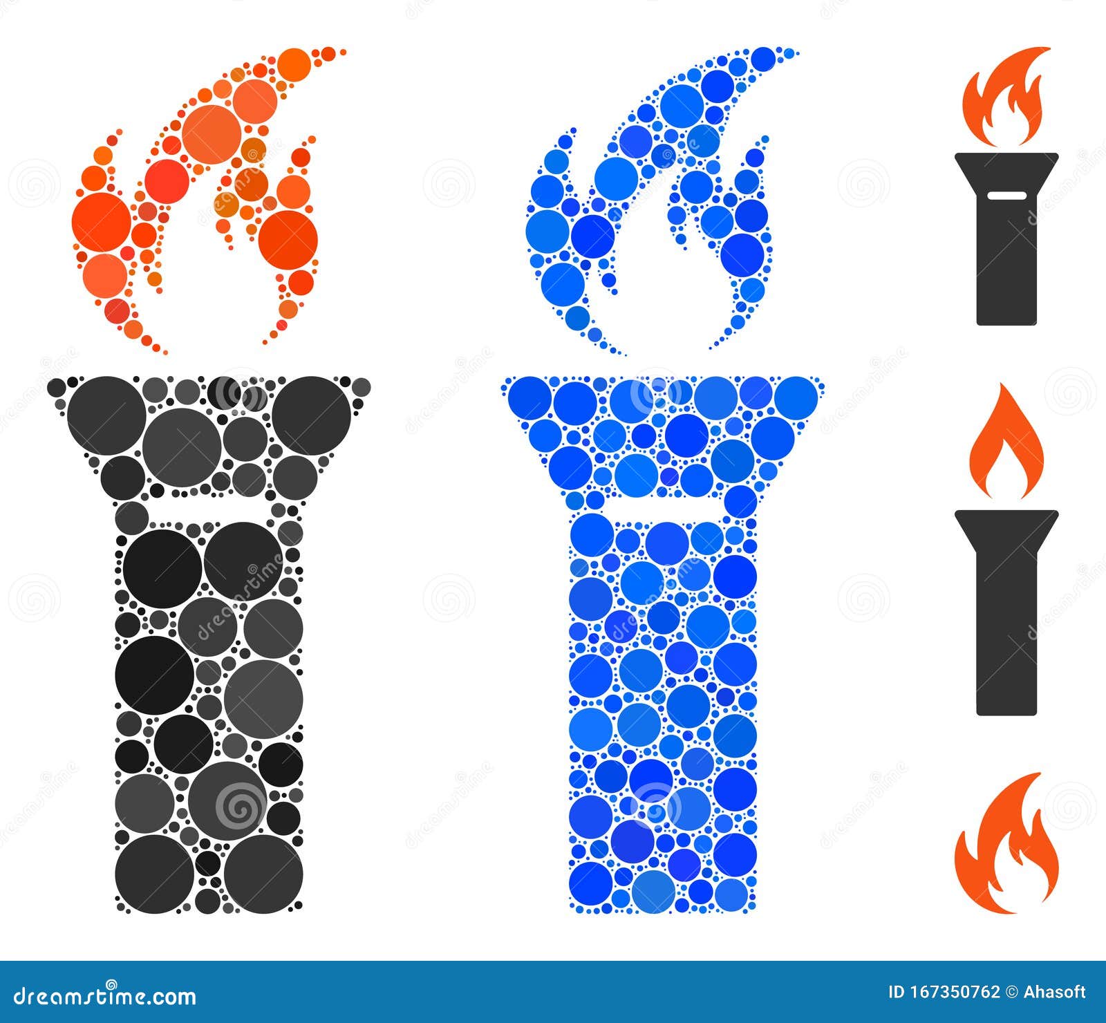 Torch Flame Mosaic Icon of Round Dots Stock Vector - Illustration of ...