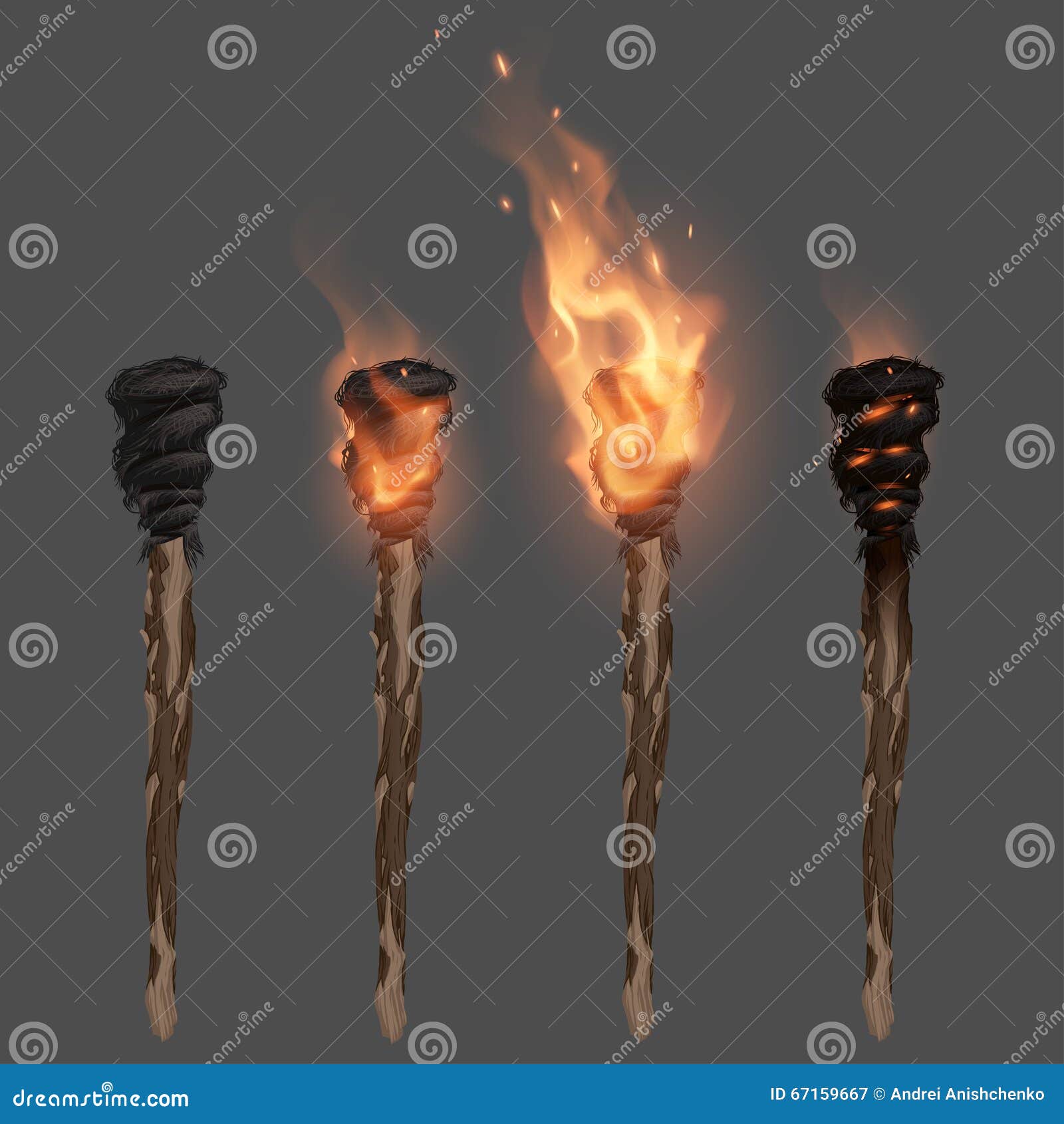 Torch Flame Icons. Fire Flaming Symbols. Vector | CartoonDealer.com ...