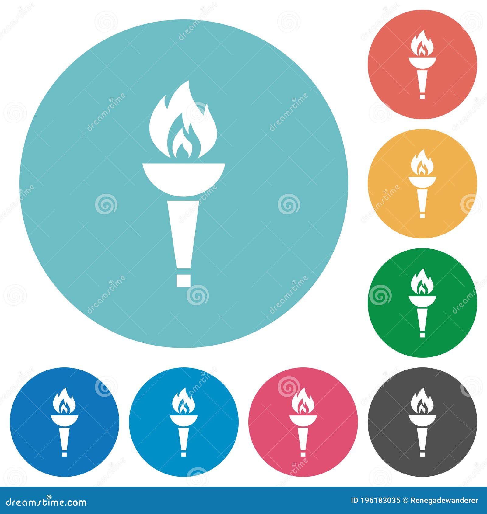 Torch flat round icons stock vector. Illustration of shine - 196183035