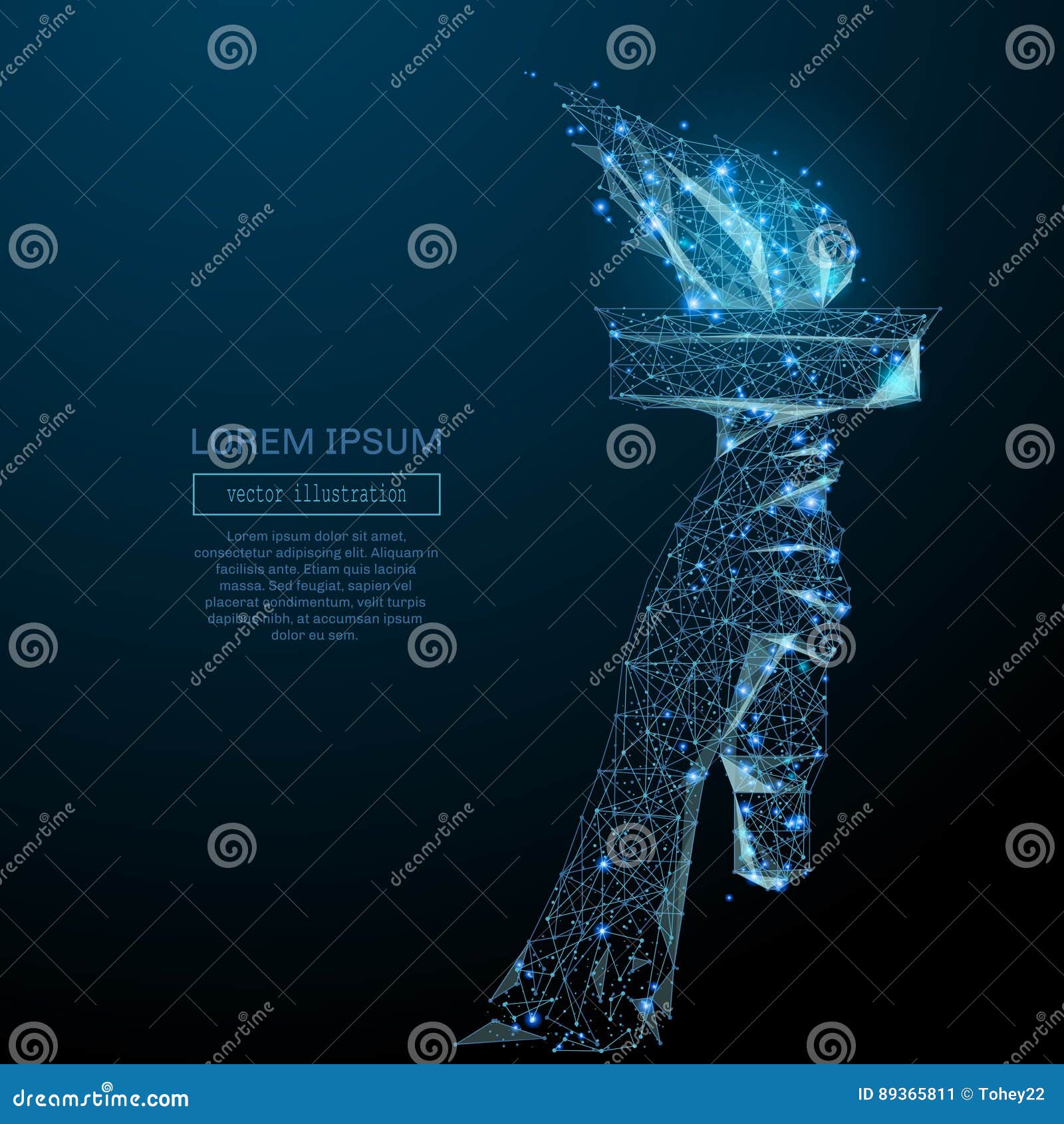 Torch in Hand Low Poly Blue Stock Vector - Illustration of honor ...
