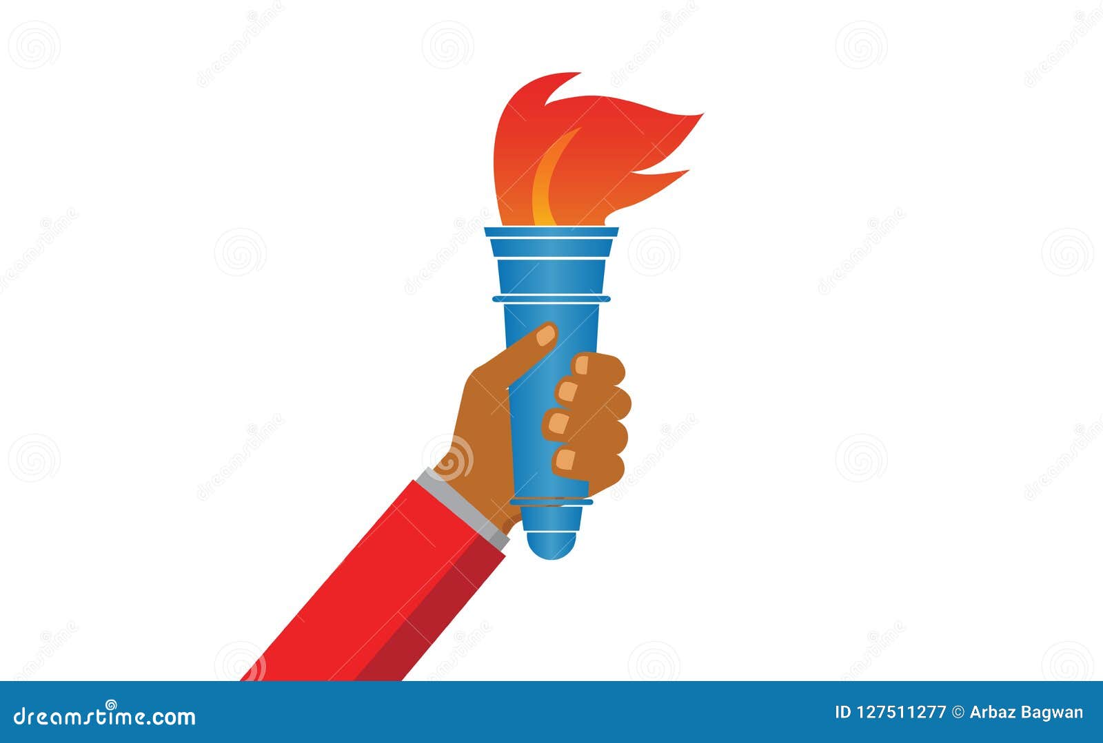 Torch in Hand Victory Flame Stock Vector - Illustration of artwork ...