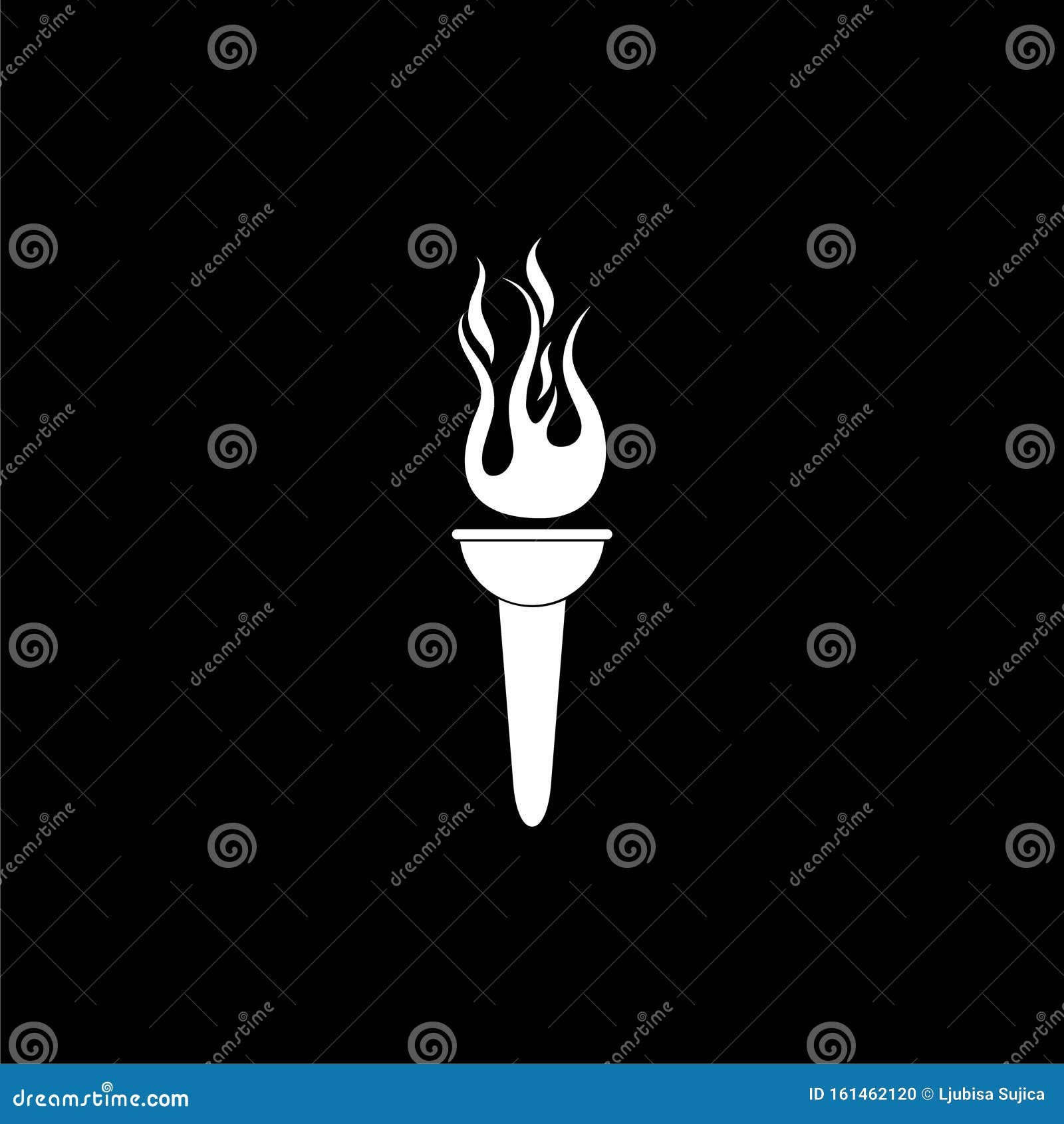 Torch Icon on Black Background Stock Vector - Illustration of flame ...