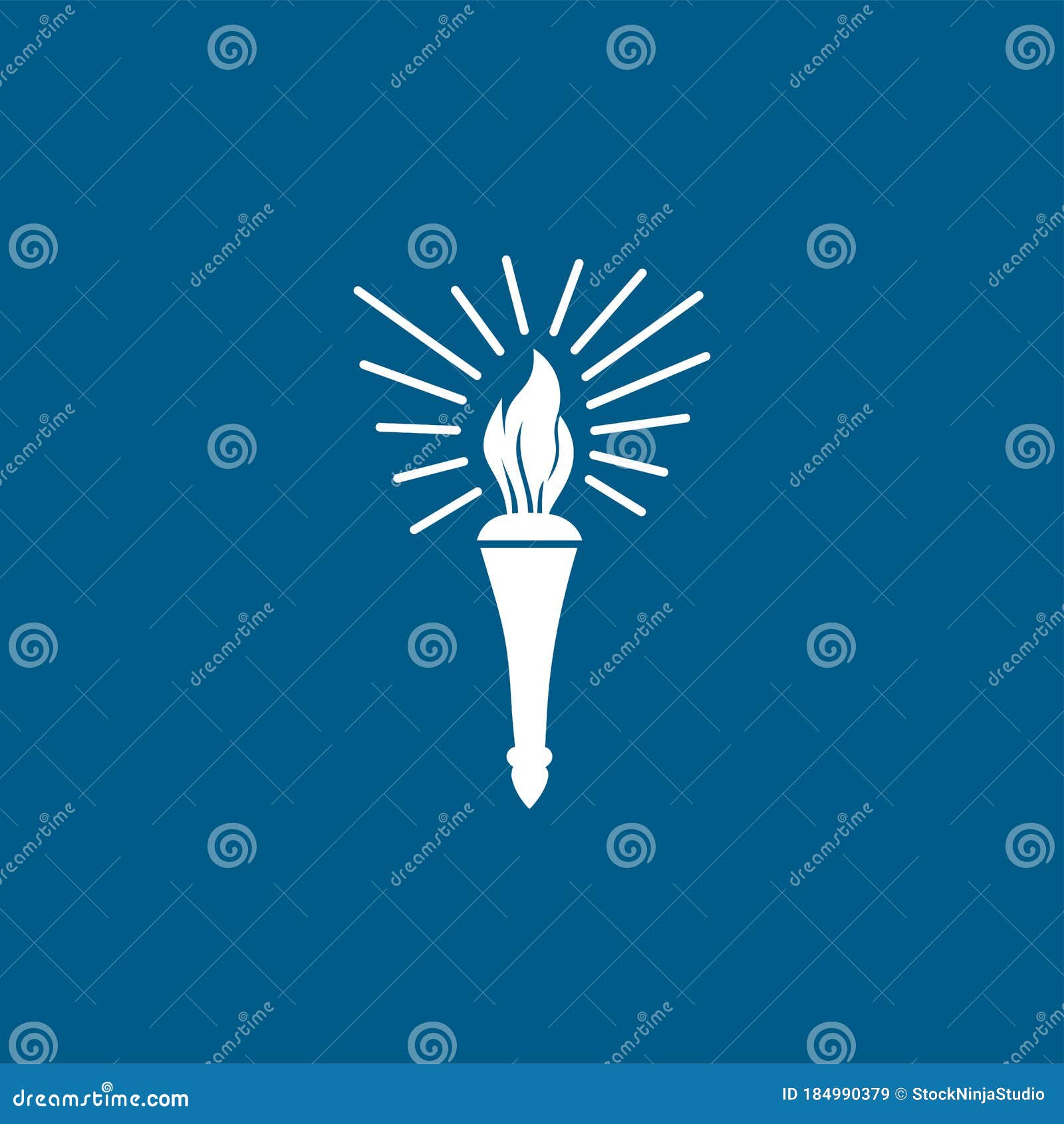 Torch Icon on Blue Background. Blue Flat Style Vector Illustration ...