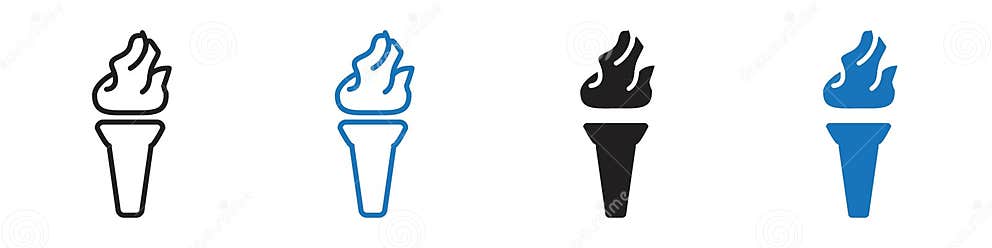 Torch Icon Linear Graphics Set Vector in Black Stock Illustration ...