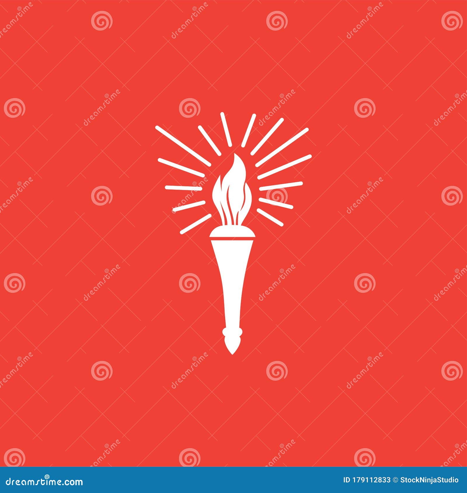 Torch Icon on Red Background. Red Flat Style Vector Illustration Stock ...
