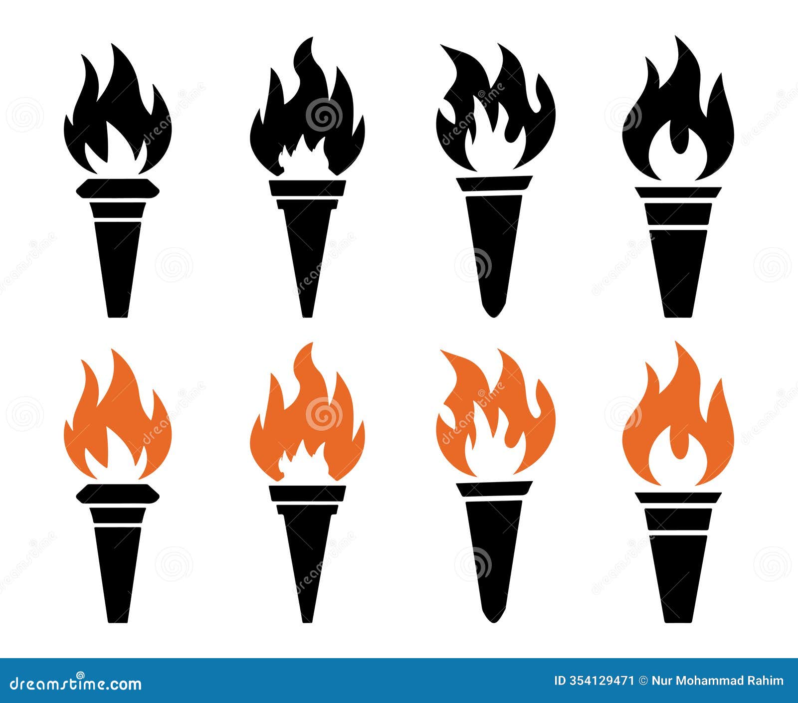 Torch icon set vector art stock illustration. Illustration of modern ...