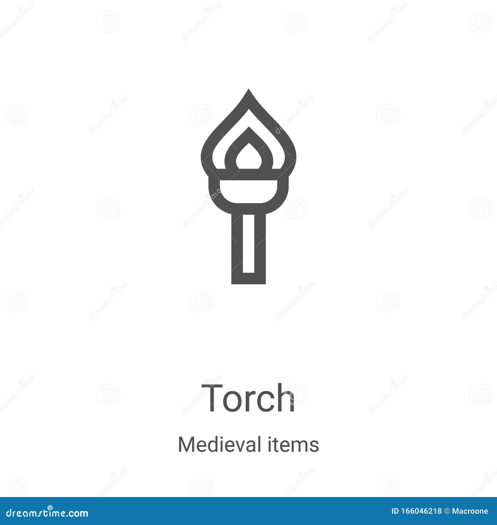 Torch Icon Vector from Medieval Items Collection. Thin Line Torch ...