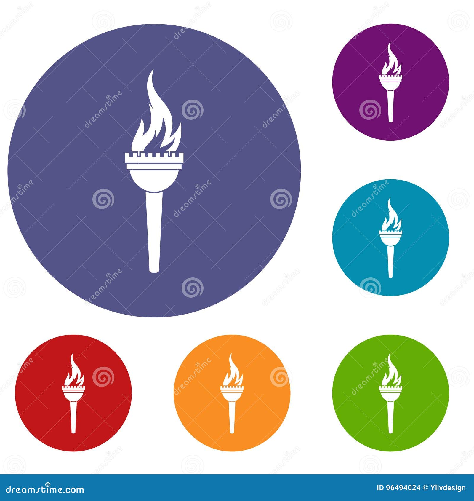 Torch icons set stock vector. Illustration of flat, object - 96494024