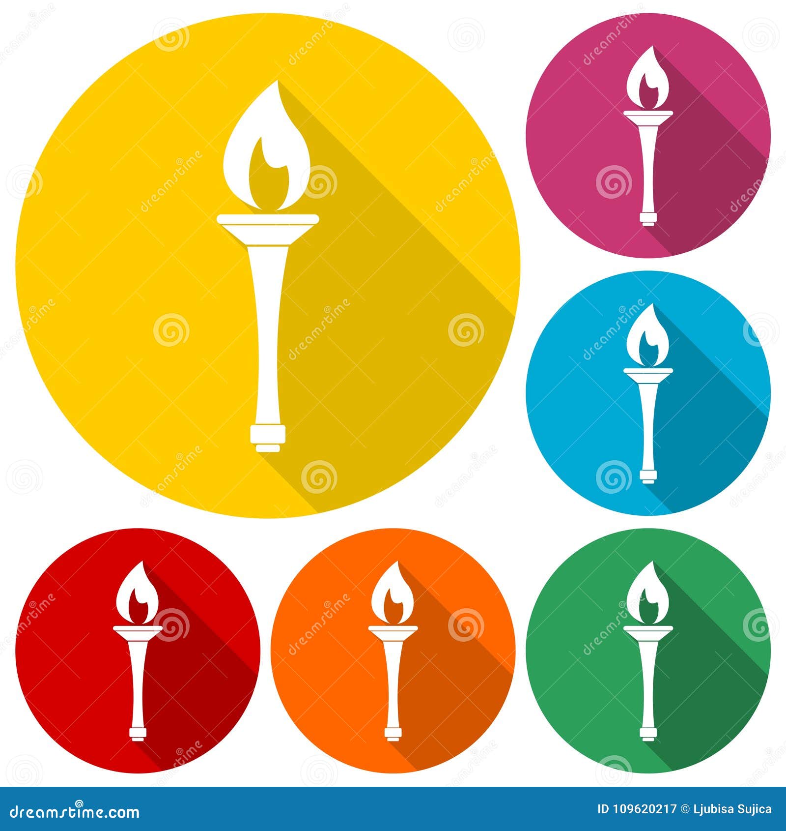 Torch Icons Set with Long Shadow Stock Vector - Illustration of ...