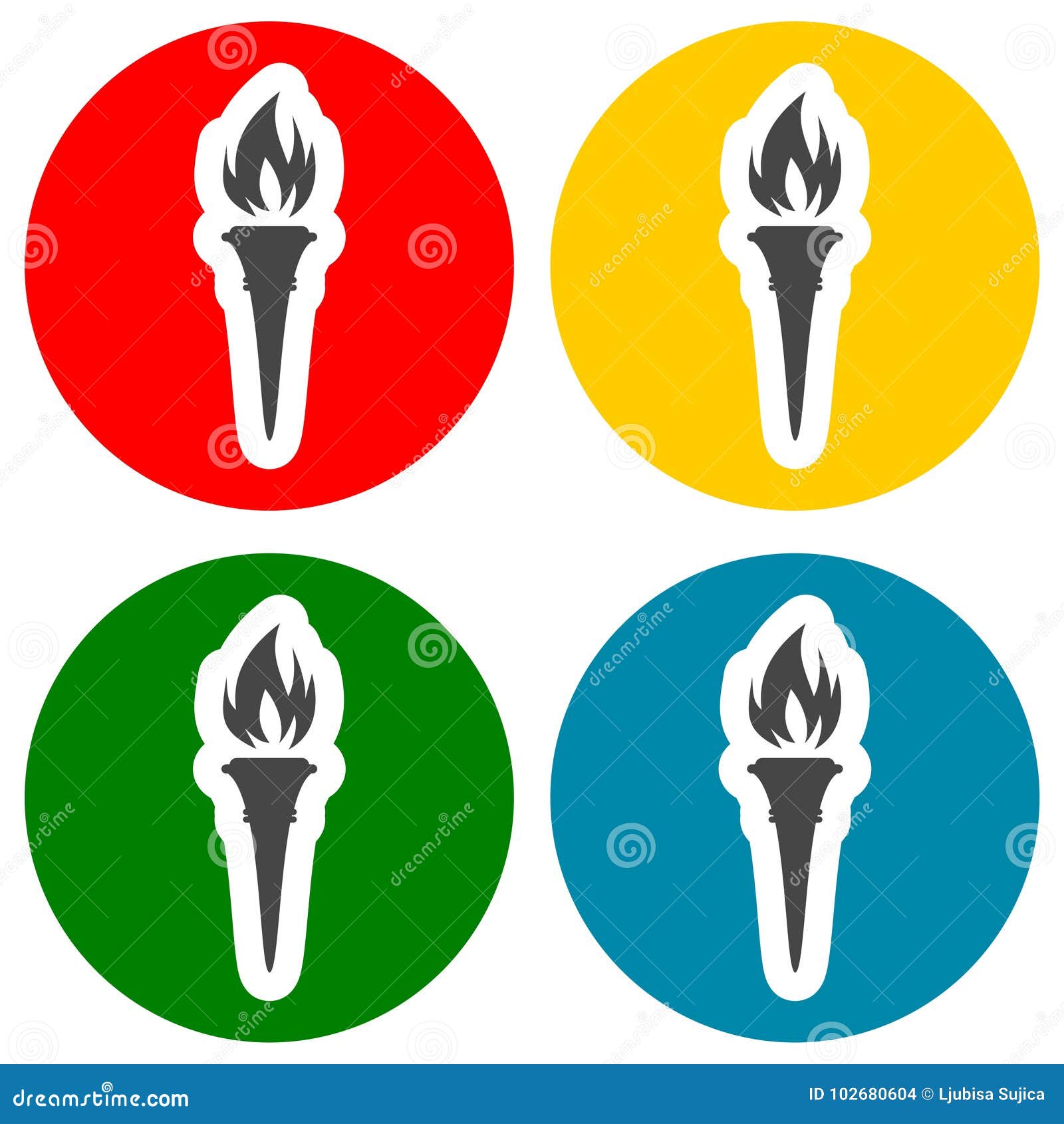 Torch icons set stock vector. Illustration of flaming - 102680604