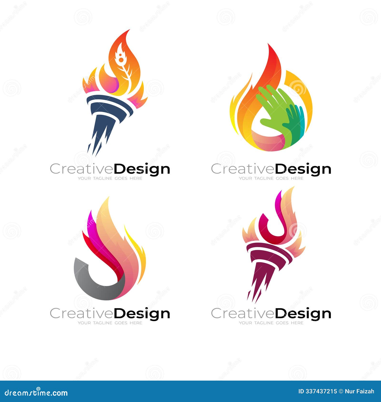 Torch Icons with Various Shapes, Fire Logo Template, Stock Vector ...