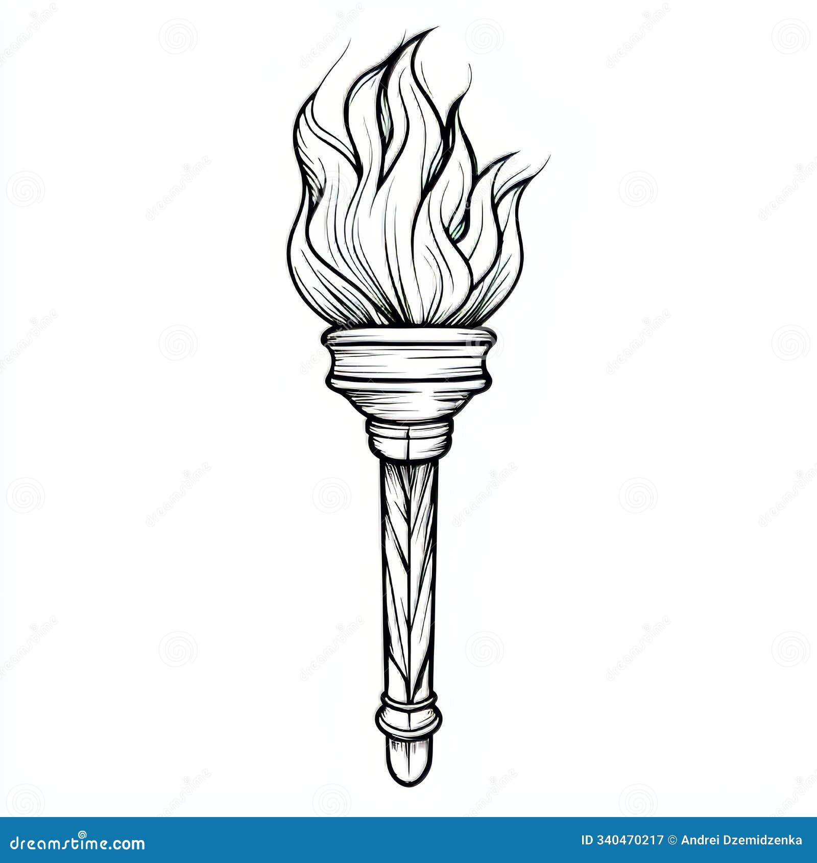 Torch Illustration Isolated Modern Hand Drawn Outline Stock ...
